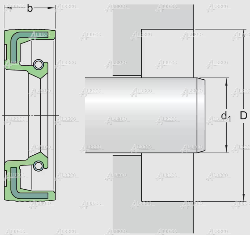 Albeco - www.albeco.com.pl - 100X125X12 HMS5 RG SKF - Uszczelnienie jednowargowe (temp. pracy ...